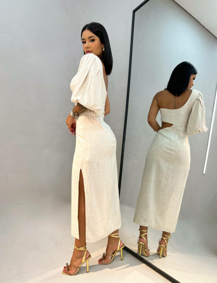 Vestido Midi Com Uma Manga Mara - Closet Feminino